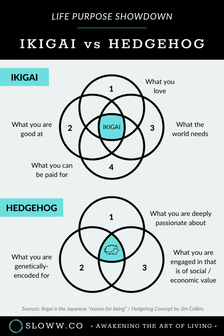 Hedgehog Concept by Jim Collins vs Ikigai (+ Infographics) | Sloww