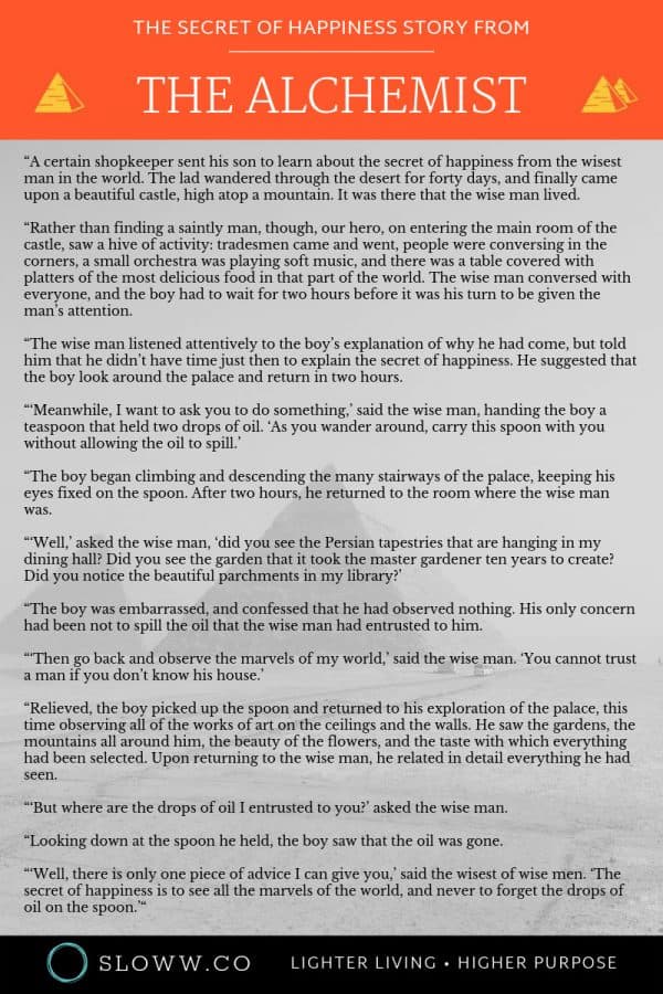 The Alchemist: 5 Lessons from the Secret of Happiness (Short Story) | Sloww