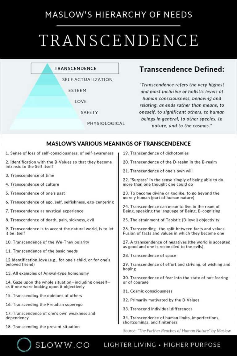 What is Transcendence? Top of Maslow's Hierarchy of Needs (+ Visual ...