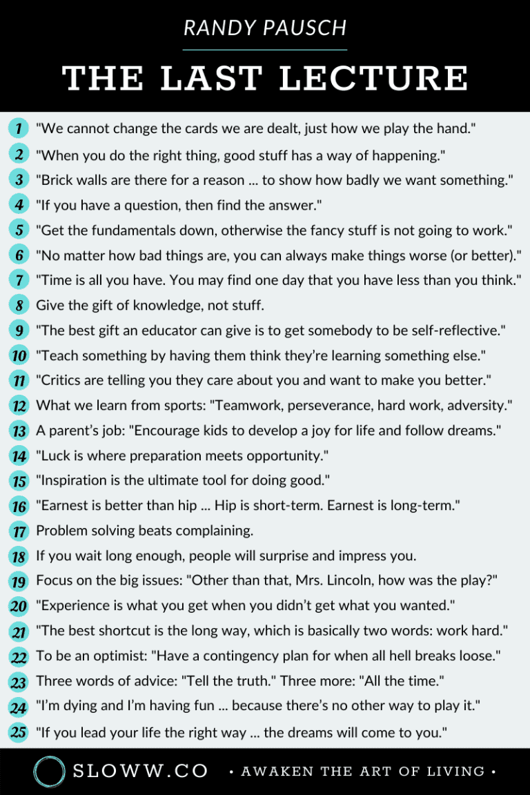 25 Life Lessons from The Last Lecture by Randy Pausch | Sloww